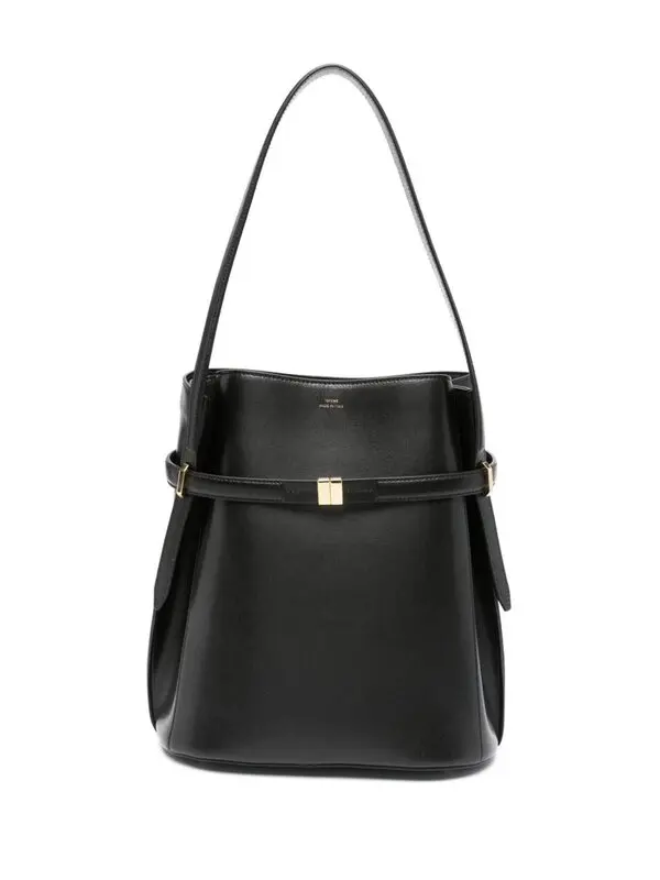 TOTÊME Leather Belted Bucket Bag - Black