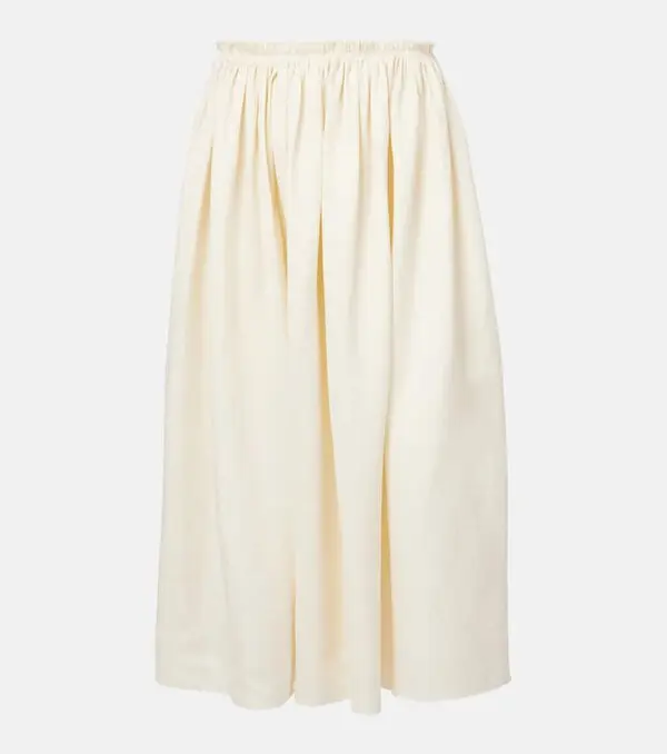 Gabriela Hearst Chiara Gathered Linen Midi Skirt - White