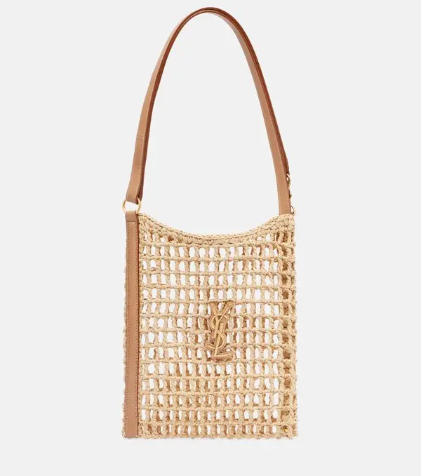 Saint Laurent Oxalis Mini Raffia Shoulder Bag - Brown