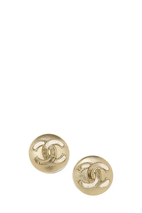 Chanel Cc Button Stud Earrings