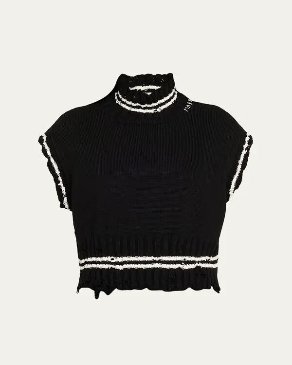 Marni Turtleneck Sleeveless Boxy Sweater - Deepblack