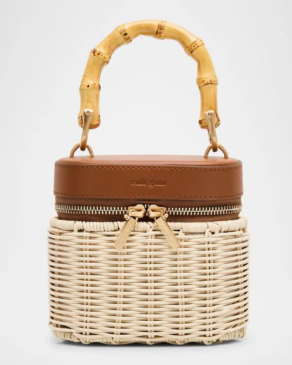 Cult Gaia Gwyneth Raffia & Leather Crossbody Bag - Cuoio