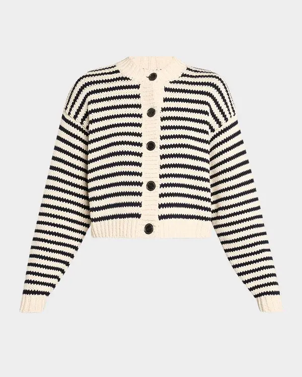 FRAME The Stripe Chunky Femme Cardigan - Cream Multi