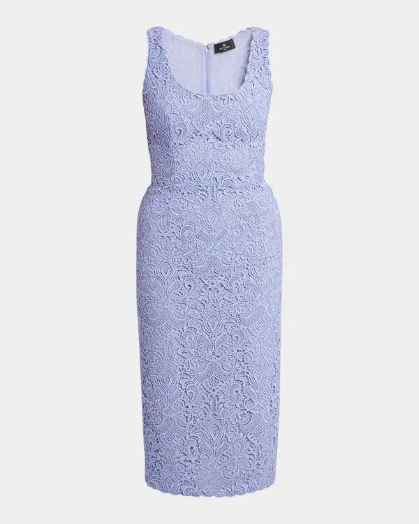 Etro Lace Square-neck Sheath Midi Dress - Wisteria 3