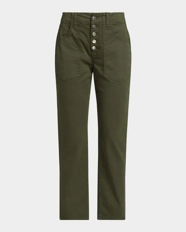Veronica Beard Arya Cotton Twill Cargo Pants - Army Green