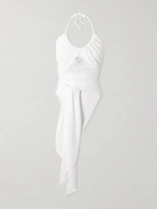 Alaïa Halterneck Draped Swimsuit - White