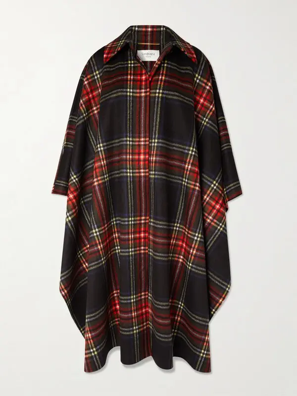 Saint Laurent Checked Cashmere Cape