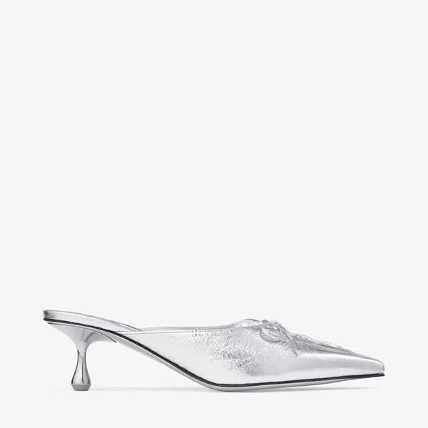 JIMMY CHOO Scarlett Mule 50 In Vintage Metallic Leather - Silver