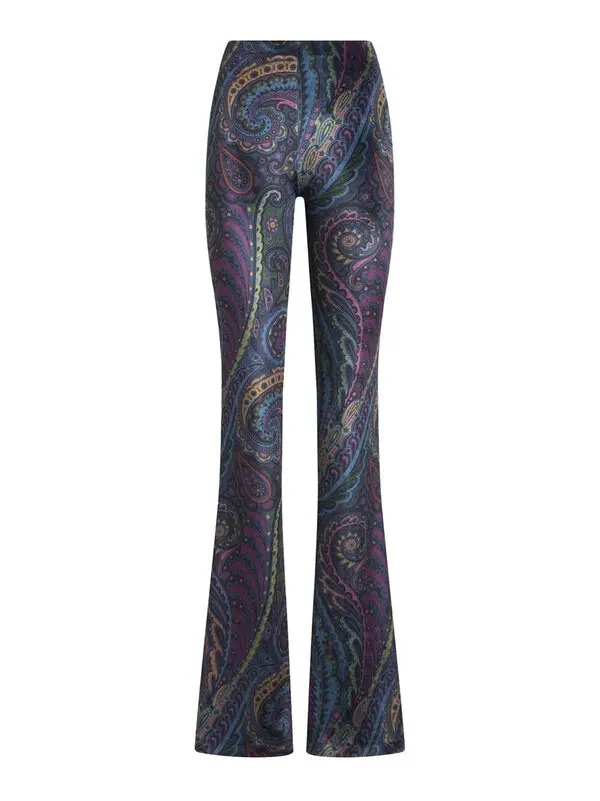 Etro Paisley Print Flared Trousers - Blue