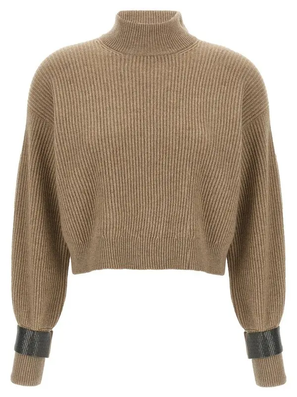 Brunello Cucinelli Monile Cuff Crop Sweater