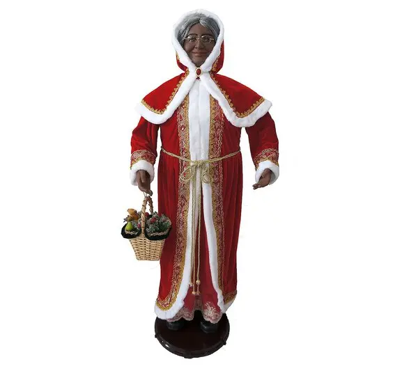 CHRISTMAS TIME 58' Black Dancing Mrs. Claus Wit H Basket