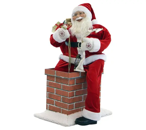 CHRISTMAS TIME 4' Music And Motion Santa Claus In The Chimney