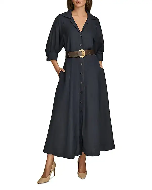 Donna Karan New York A-Line Belted Shirt Dress - Nightfall - 65% Off |  Editorialist
