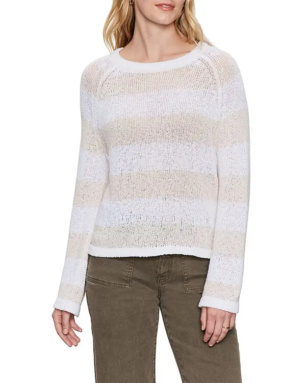 Sanctuary Textured Raglan Crewneck Sweater - White Lig