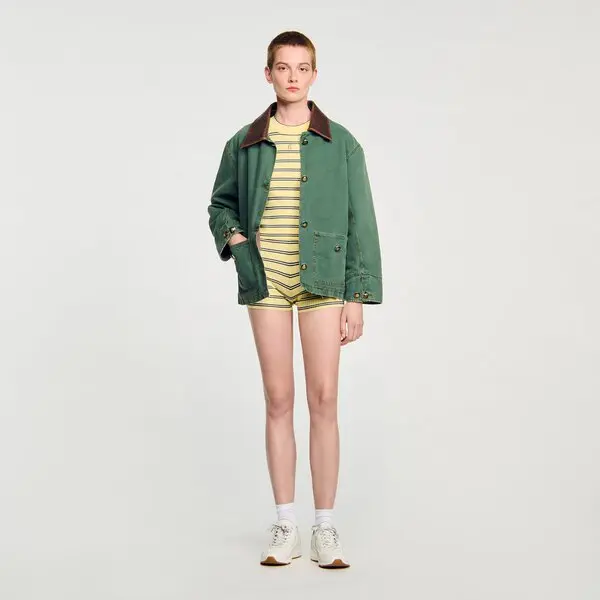 Sandro Striped Knit Shorts - Light Yellow