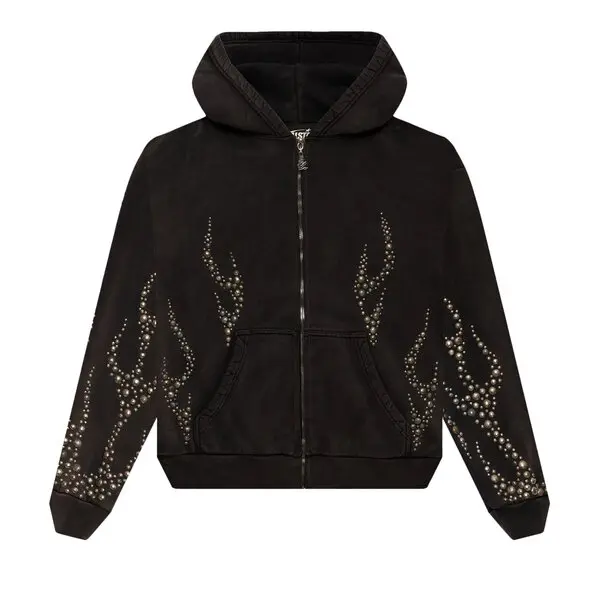 HELLSTAR Studded Flame Zip-up Hoodie