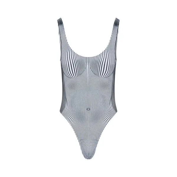 Jean Paul Gaultier Pinstripe Body Morphing One Piece - White