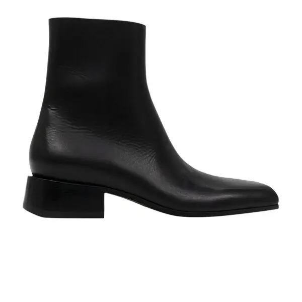 Balenciaga Square Toe Leather Ankle Boots