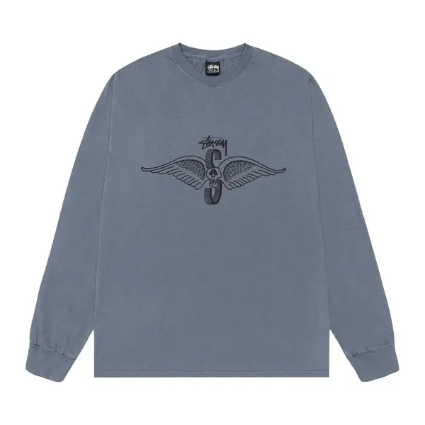 StÜssy Skull Wings Long-sleeve Tee - Blue