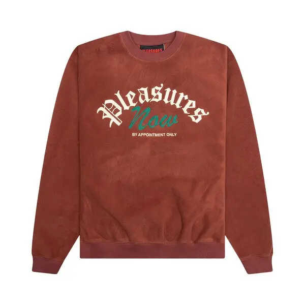 PLEASURES Appointment Fleece Crewneck - Brown