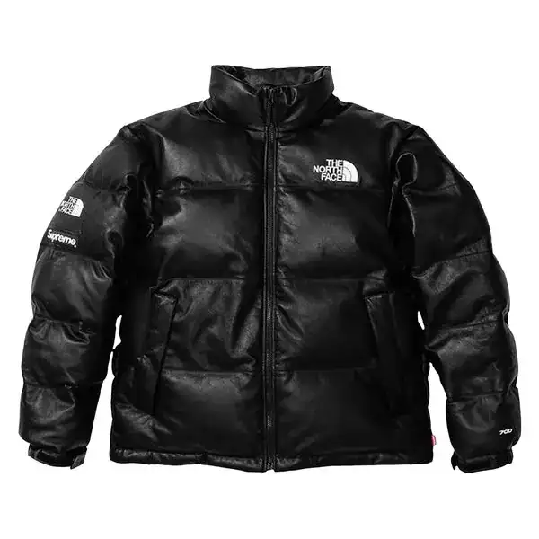 Supreme X The North Face Leather Nuptse Jacket In Black | Editorialist