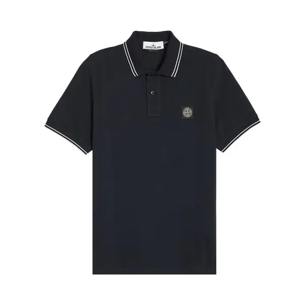 Stone Island Compass Patch Logo Polo - Blue
