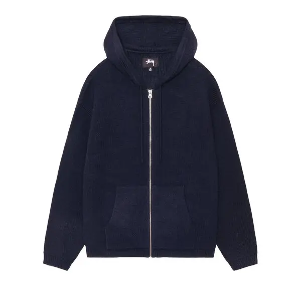 StüSsy Hooded Zip Sweater - Blue | Editorialist