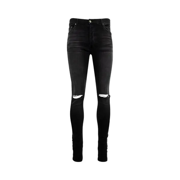 Amiri Leather Bones Appliqué Slash Jean
