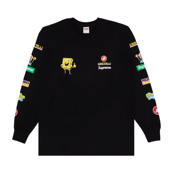 Supreme X Spongebob Squarepants X Castelli Racing Long-sleeve Tee - Black