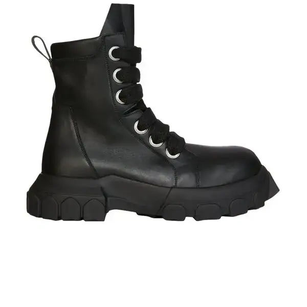 Rick Owens Lido Jumbo Laced Bozo Tractor High Boots With Silver