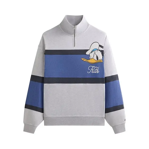 Kith X Disney Donald Duck Quarter Zip Fleece Sweatshirt - Grey
