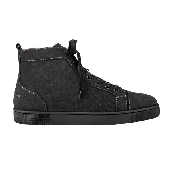 CHRISTIAN LOUBOUTIN Louis Flat Veau Velours High-top Sneakers