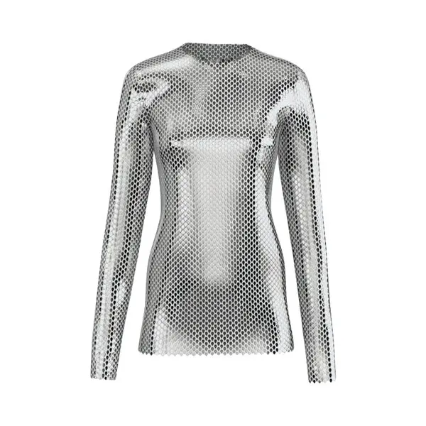 Burberry Metallic Paillette-embellished Mesh Top