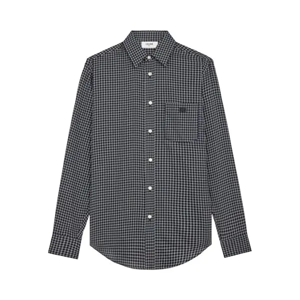 Celine Check Loose Long-sleeve Shirt