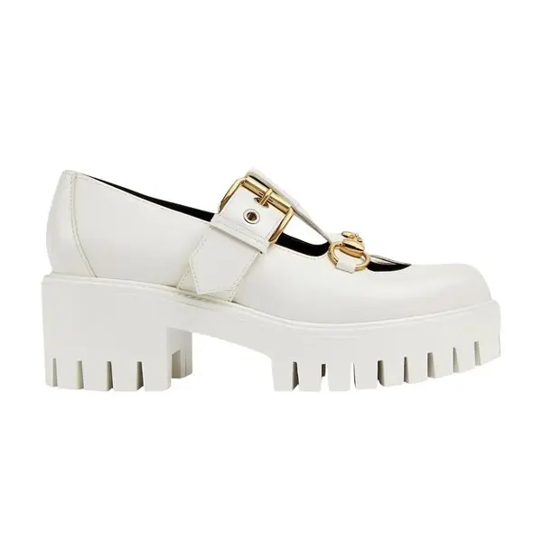Gucci Lug Horsebit 30mm Platform Loafer - White