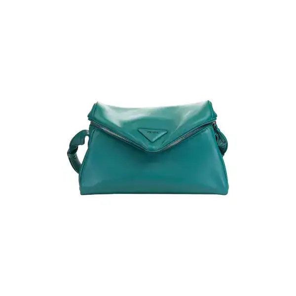 Prada Signaux Nappa Leather Shoulder Bag Blue Editorialist
