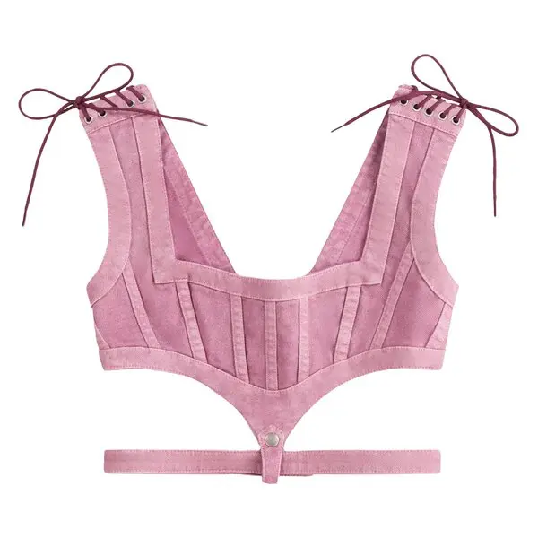 Jean Paul Gaultier X Knwls Washed Laced Crop Top