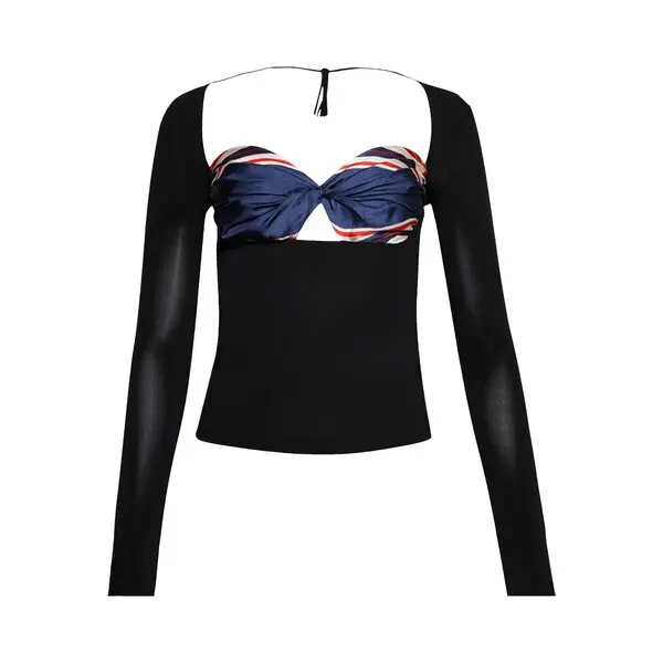 MARINE SERRE Regenerated Silk Scarf Draped Top