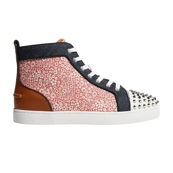 CHRISTIAN LOUBOUTIN Louis Flat Calf Spikes High Top Sneakers
