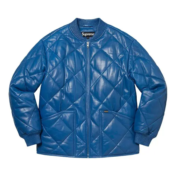 Supreme Quilted Leather Work Jacket - Blue