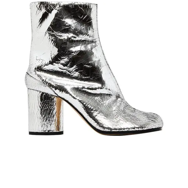 MAISON MARGIELA Tabi Cracked Metallic Ankle Boots