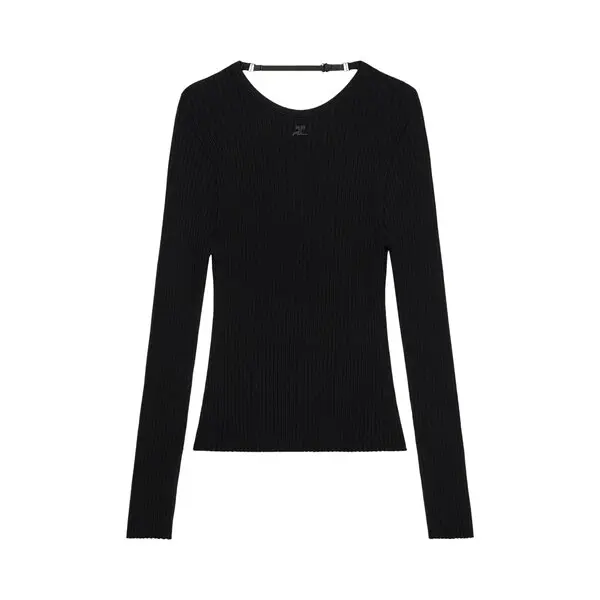 COURREGES Lingerie Strap Rib Knit Sweater - Black