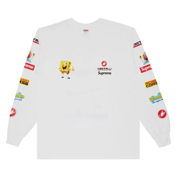 Supreme X Spongebob Squarepants X Castelli Racing Long-sleeve Tee - White