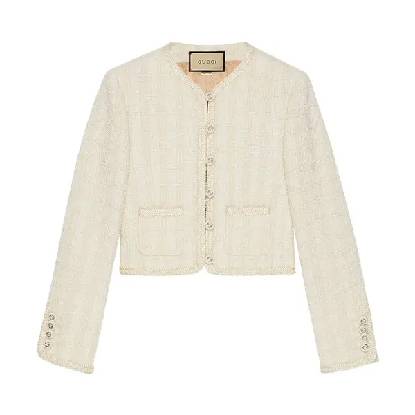 Gucci Check Armure Tweed Jacket - White