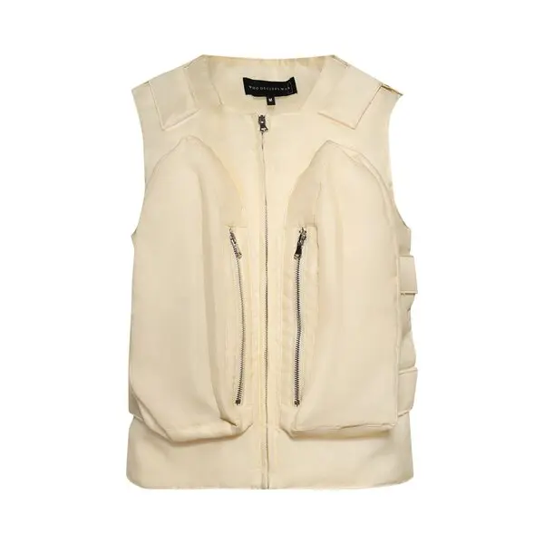 WHO DECIDES WAR BY EV BRAVADO Organza Bullet Point Vest - Tan