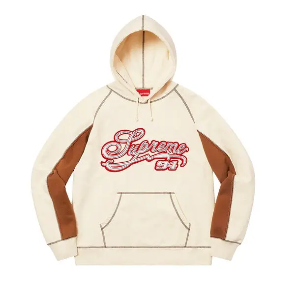 Supreme Paneled Script Hooded Sweatshirt - White