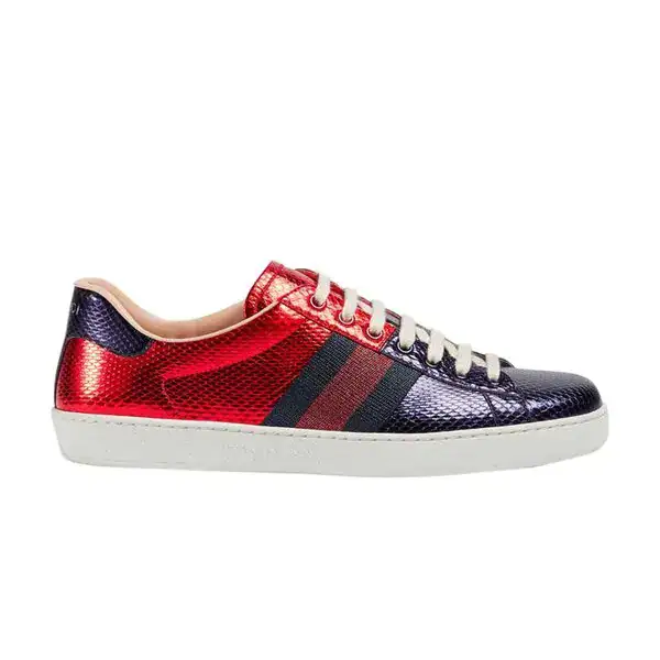 Gucci Ace Metallic Snakeskin Sneakers Red Editorialist