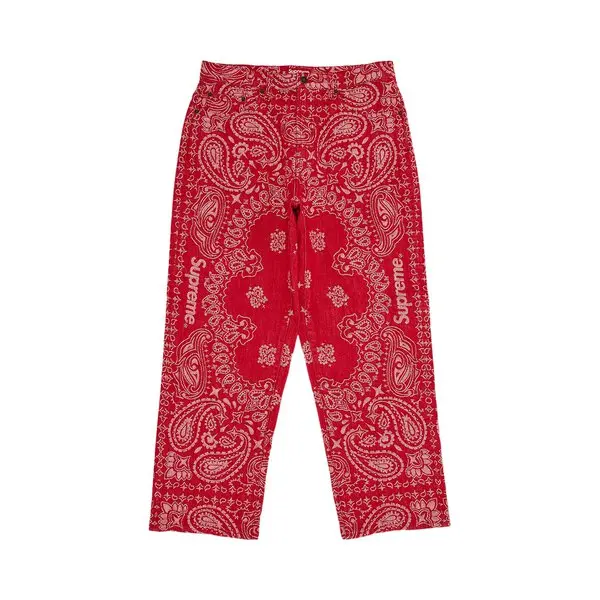 Supreme Bandana Jacquard Baggy Jean - Red | Editorialist