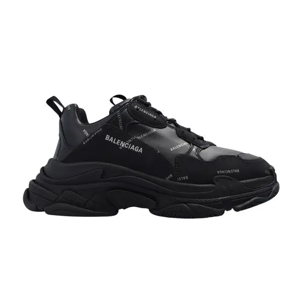 Balenciaga Triple S Allover Logo Sneakers - Black