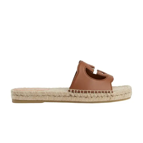 Gucci Interlocking G Cut-out Espadrille Sandal - Brown